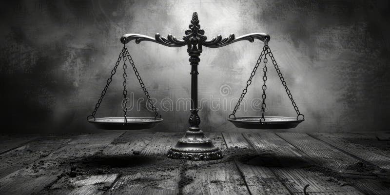 Black and White Photo of a Balance Scale. Generative AI Stock ...