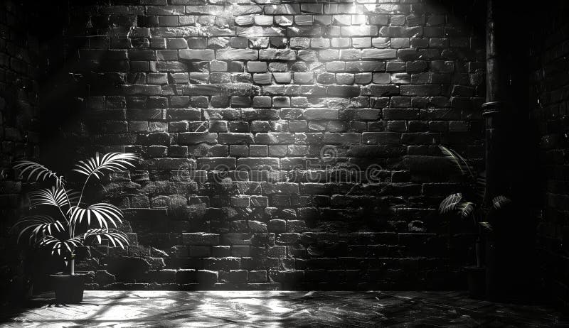 Moody Brick Wall with Shadows and Plants, Creating an Aesthetic ...