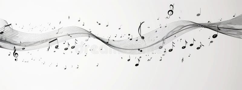 A Black and White Image Featuring Music Notes on a White Background ...