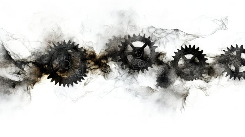 A Black and White Image of Four Gears. Stock Photo - Image of detail ...