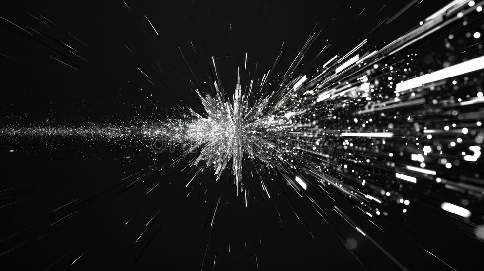 Black and White Image of Glowing and Streaking Lines of Light Moving ...