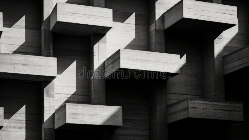 A Black and White Image Highlighting Brutalist Textures Stock ...
