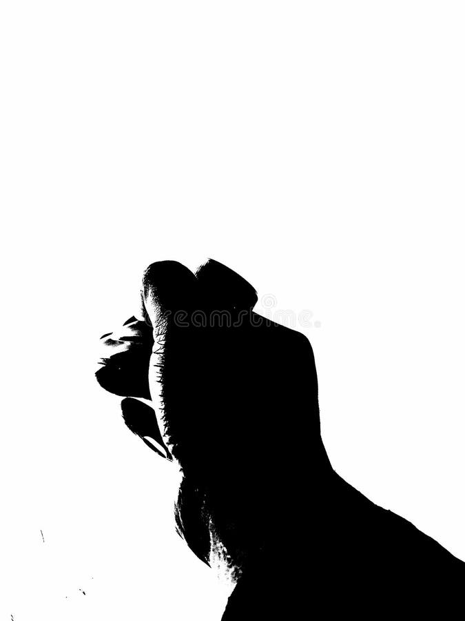 Black-and-white Image Illustration of the Shadow of a Clenched Human ...