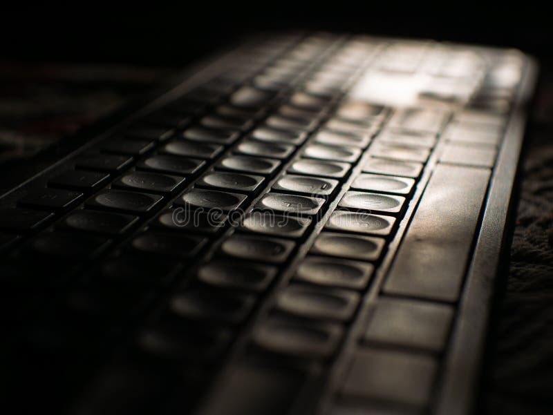 Black and White Image of Keyboard with Soft Light on Keys Stock Image ...