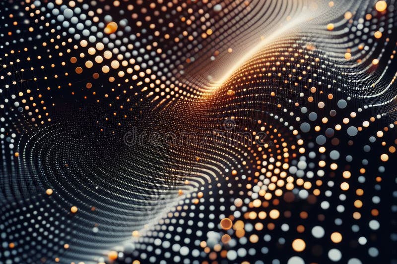 A Black and White Image with a Lot of Dots and a Wave Pattern Stock ...