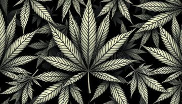 Black and White Image of a Marijuana Leaf with a Black Background Stock Image - Image of ...