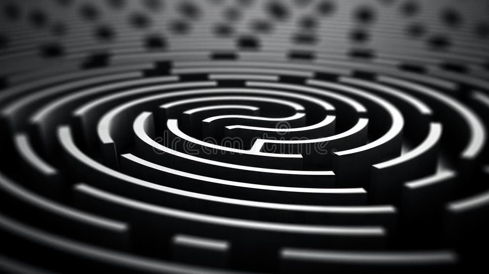 A Black and White Image of a Maze with Many Different Paths, AI Stock ...