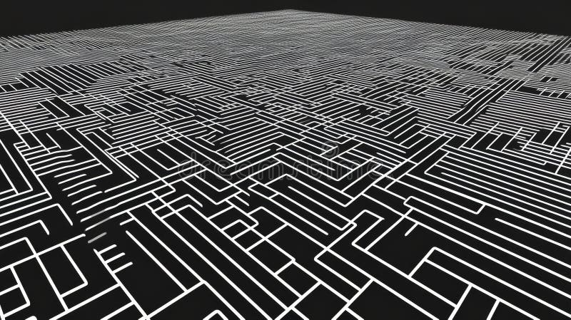 A Black and White Image of a Maze with Many Lines and Squares Stock ...