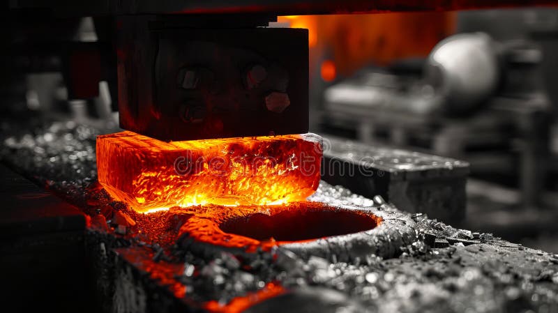 A Black and White Image of a Metal Being Melted Stock Image - Image of ...