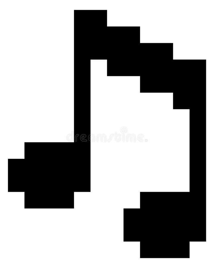A Black and White Image of a Musical Note with a Pixelated Look Stock ...