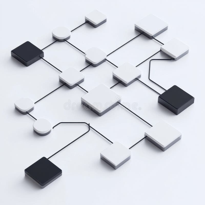 A Black and White Image of a Network of Squares and Lines Stock ...