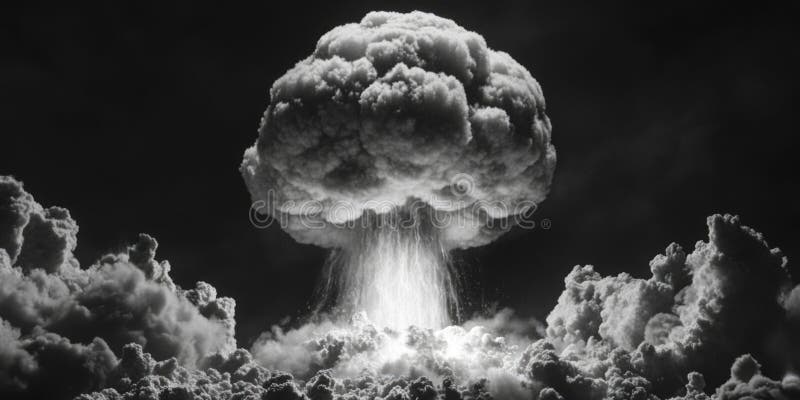 Nuclear Explosion BW stock photo. Image of generated - 378329576