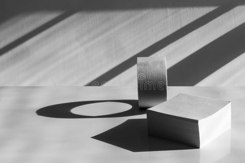 Black and White Image, Objects Circle and Square Cast a Shadow. Stock ...