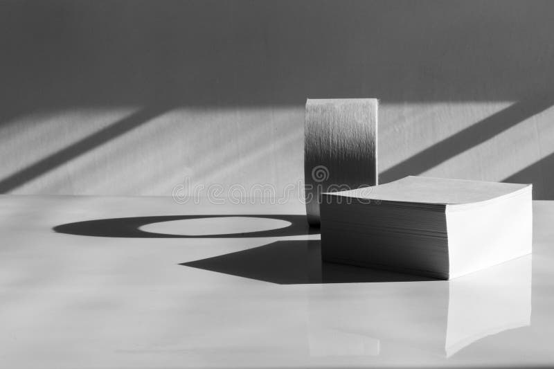 Black and White Image, Objects Circle and Square Cast a Shadow. Stock ...