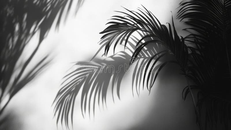 Palm Fronds Cast Shadows on a White Wall Stock Illustration ...