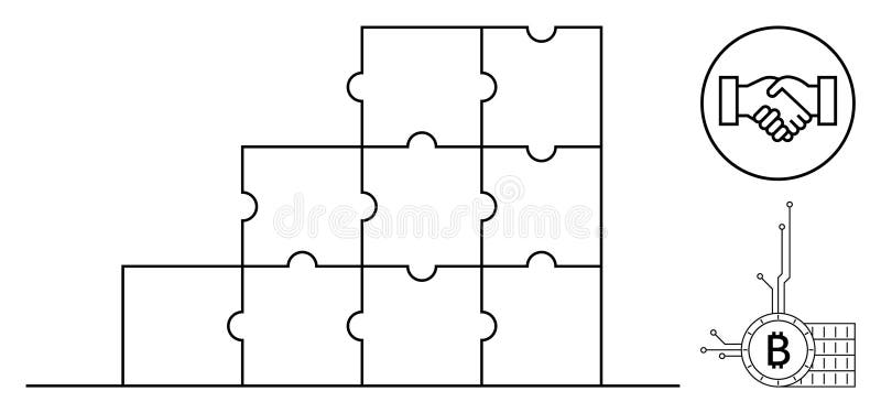 Puzzle Blocks with Handshake Symbol and Bitcoin Representation in ...