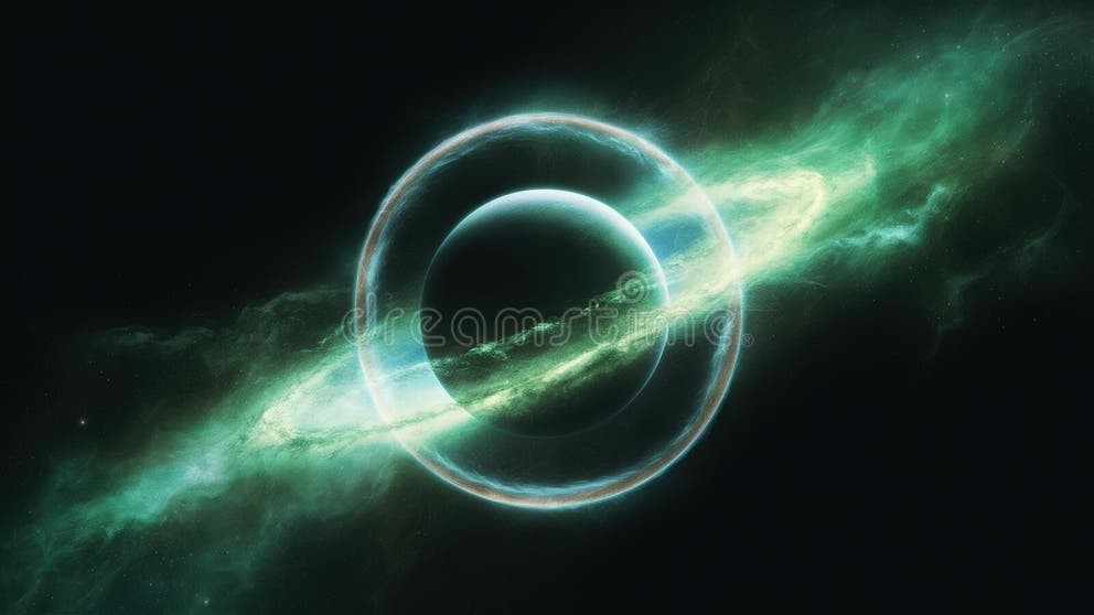 A Black and White Image of a Ring in Space, AI Stock Photo - Image of ...