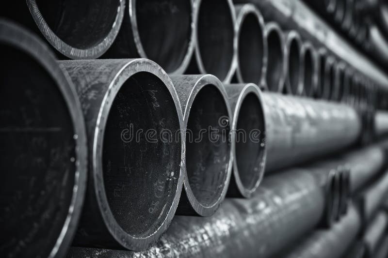 Black and White Image of a Row of Pipes Stock Illustration ...