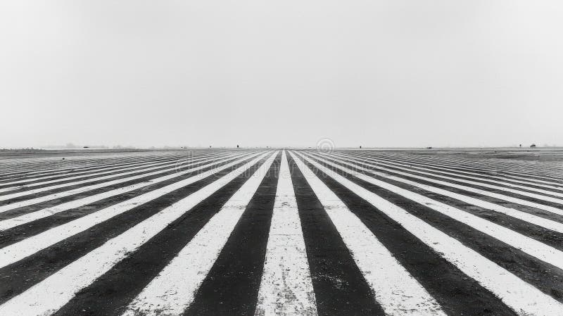 A Black and White Image of a Runway. Stock Photo - Image of line, white ...