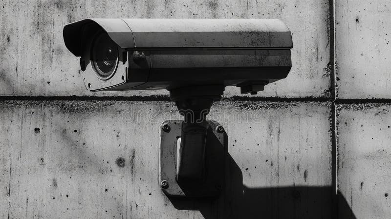 Surveillance Security Camera Mounted on Concrete Wall Generative AI ...