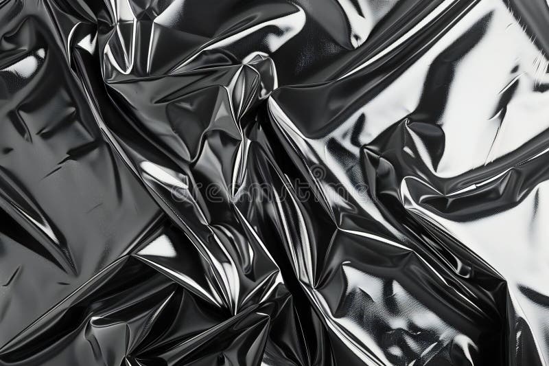 Black and White Image of Shiny Plastic Fabric, Dramatic Lighting ...