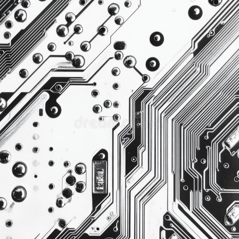 Intricate Black and White Circuit Board Design with Connections and ...