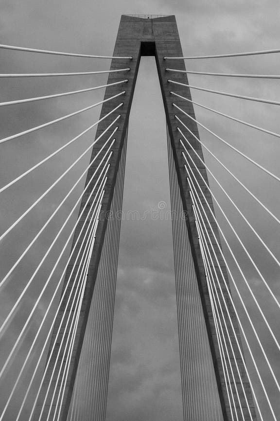 Single Span of Cable Bridge Stock Photo - Image of steel, structure ...