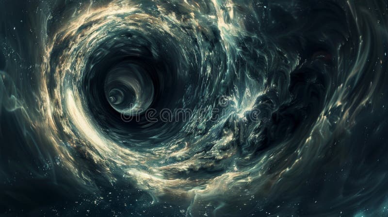 A Black and White Image of a Spiral Vortex in Space, AI Stock Image ...