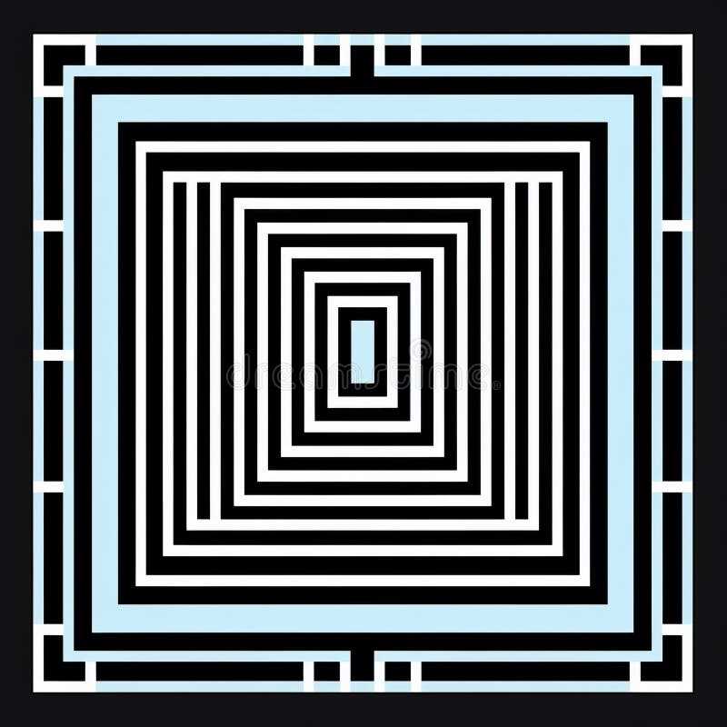 A Black and White Image of a Square with a Blue Square in the Middle ...