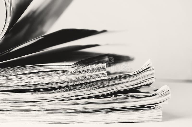 Black and White Image Stack of Magazines To Turn Pages Stock Image ...