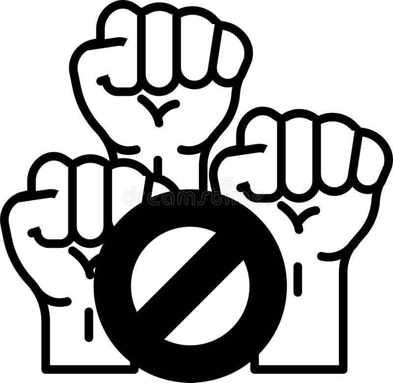 A Black and White Image of Three Hands Holding Up a No Sign Stock ...