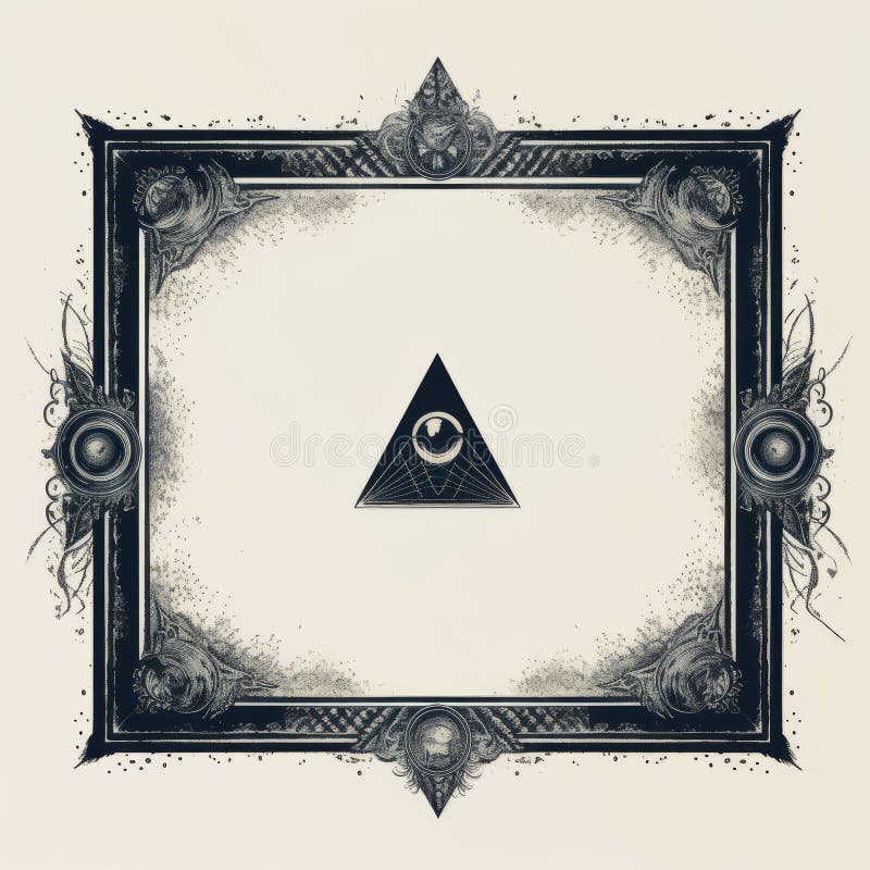 A Black and White Image of a Triangle with an Eye in it Stock ...
