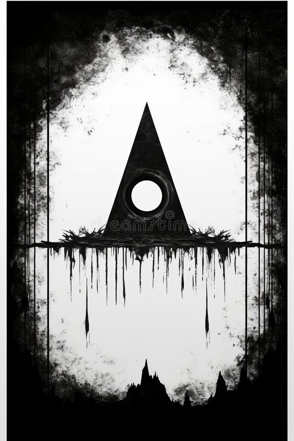 A Black and White Image of a Triangle with an Eye in the Middle Stock ...