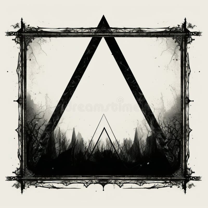 A Black and White Image of a Triangle with a Forest in the Background ...