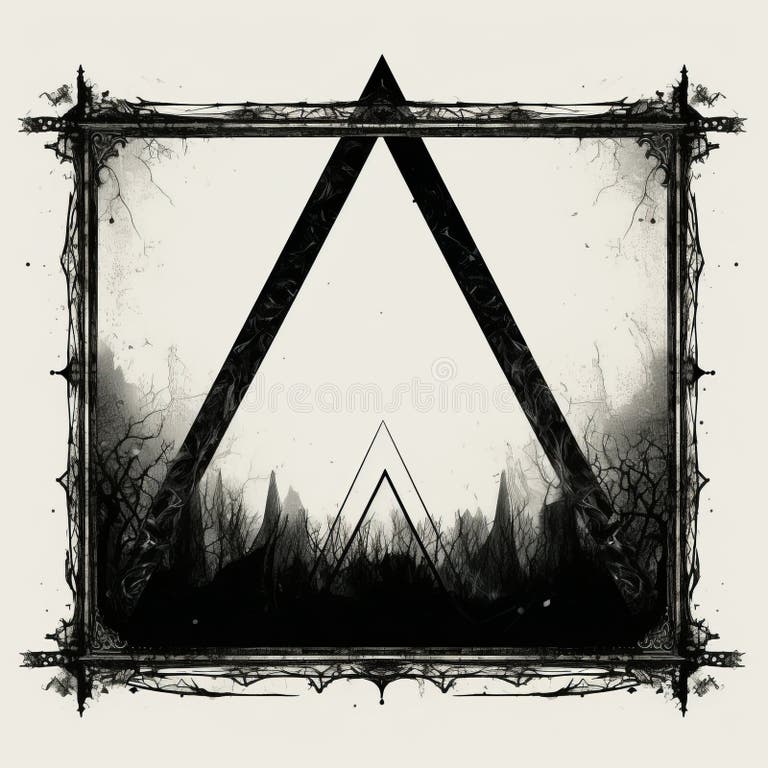A Black and White Image of a Triangle with a Forest in the Background ...
