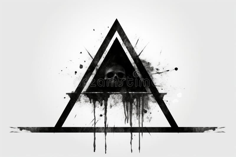 A Black and White Image of a Triangle with a Skull Inside Stock ...