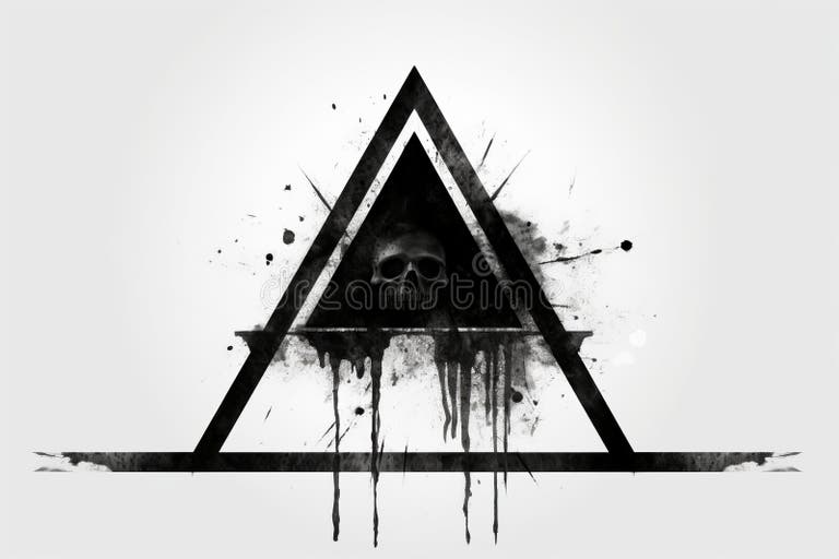 A Black and White Image of a Triangle with a Skull Inside Stock ...