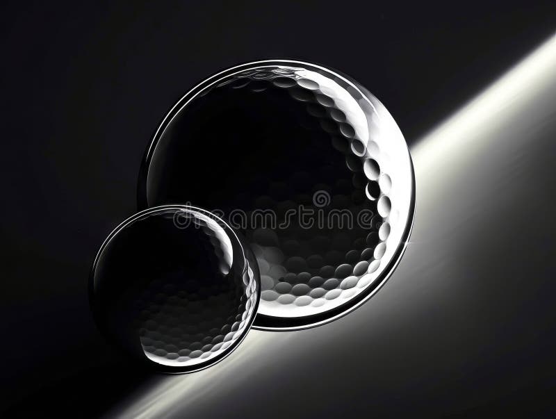 A Black and White Image of Two Golf Balls Stock Image - Image of sphere ...