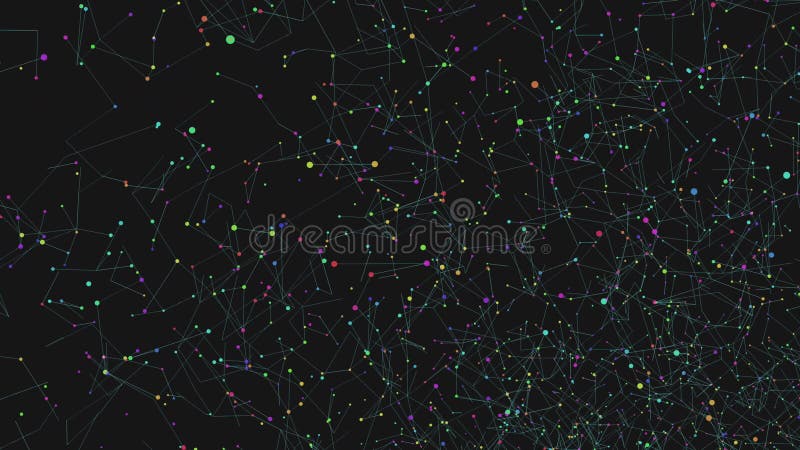 Colorful Network of Nodes Connected by Lines in Black and White Image ...
