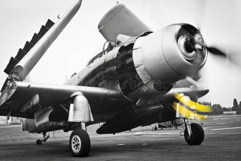 Post WW2 Warbird Wings Up on Runway. Fun and Passion for Historical ...