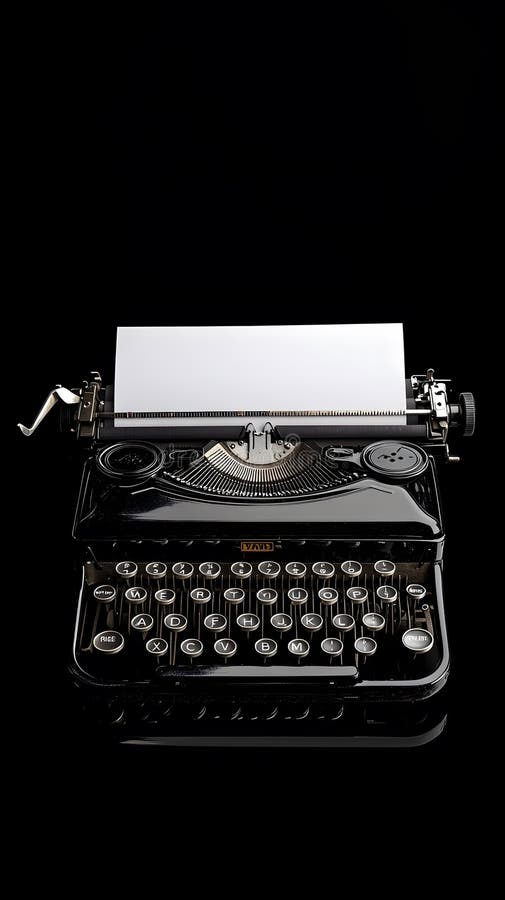Black and White Image of a Vintage Typewriter Stock Illustration ...