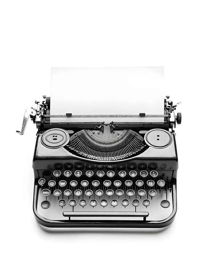 Black and White Image of a Vintage Typewriter Stock Illustration ...