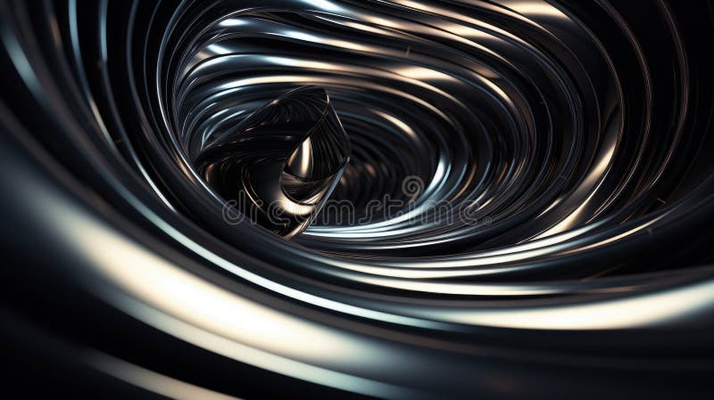 A Black and White Image of a Vortex, AI Stock Illustration ...