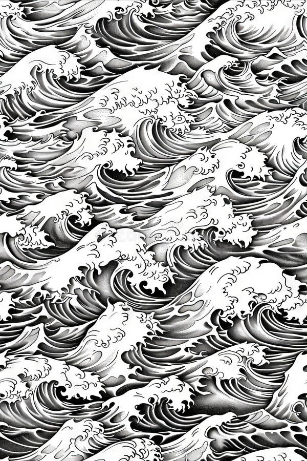 A Black and White Image of Waves in the Ocean Stock Image - Image of ...