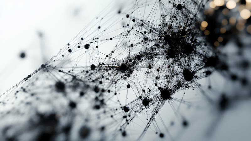 A Black and White Image of a Web of Lines and Dots Stock Illustration ...