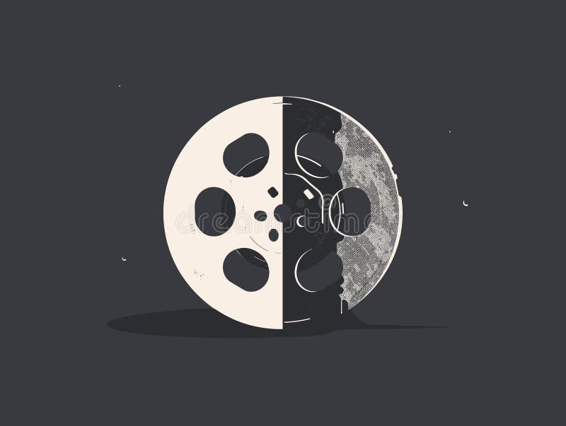 Black and White Image of a Wheel with a Moon on it Stock Vector ...