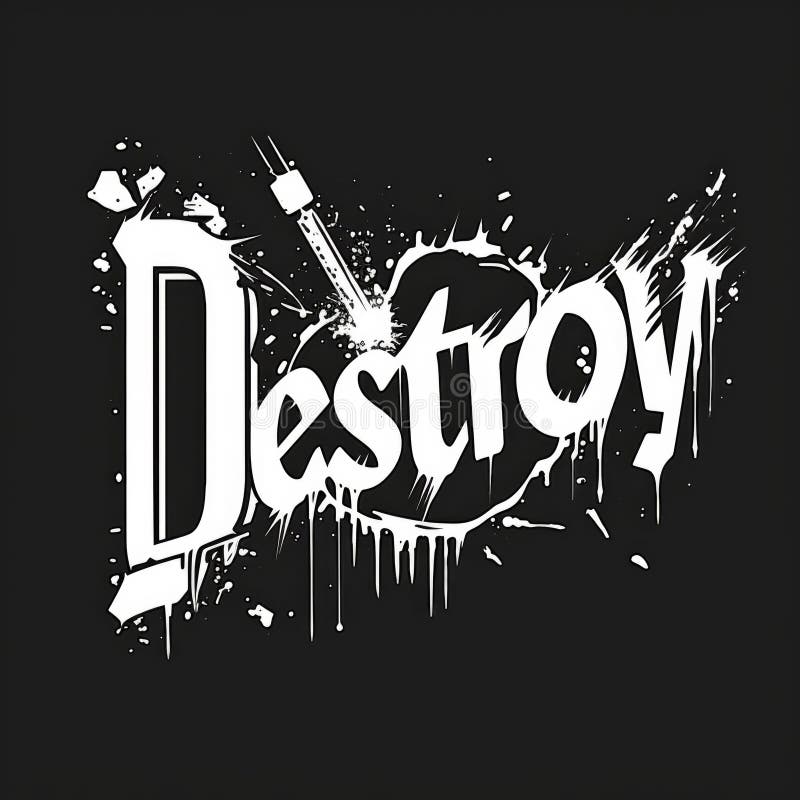 A Black and White Image of the Word Destroy Stock Illustration ...