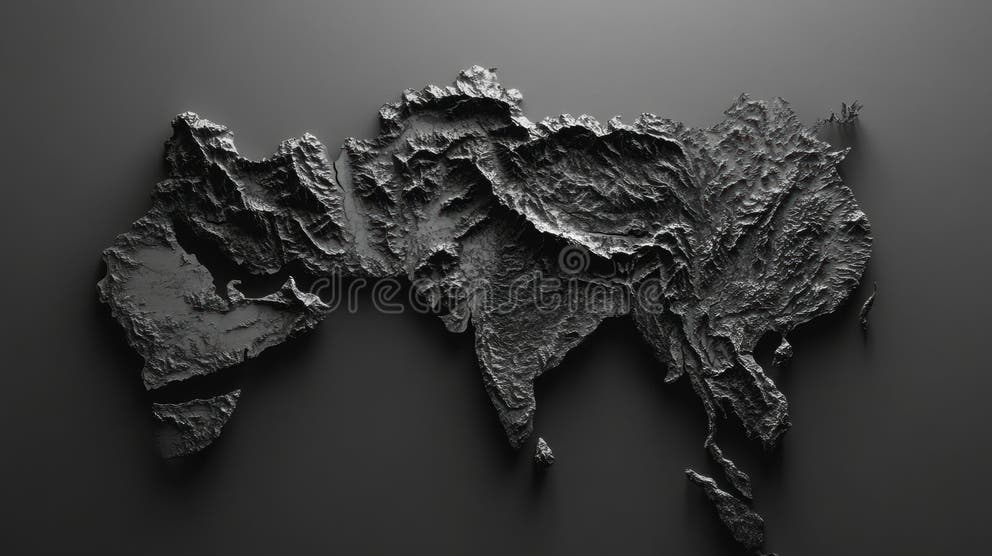 Black and White India Map Emphasizing Geographic Diversity Stock ...