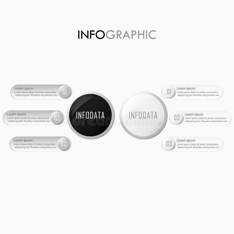 Black and White Infographic with Three Step Stock Vector - Illustration ...