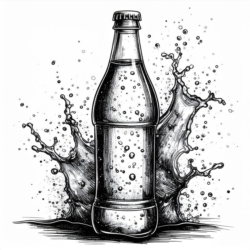 Black and White Ink Bottle Splash Drawing Stock Illustration ...